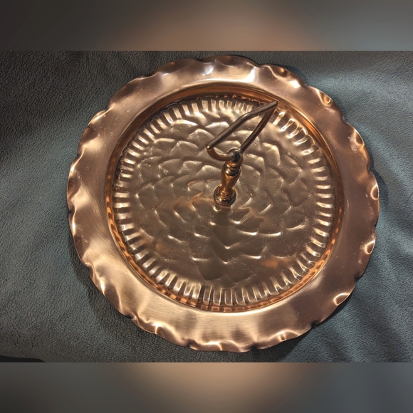 Vintage | Dining | Vintage Gregorian Copper Hammered Ruffle Edge Tray W ...